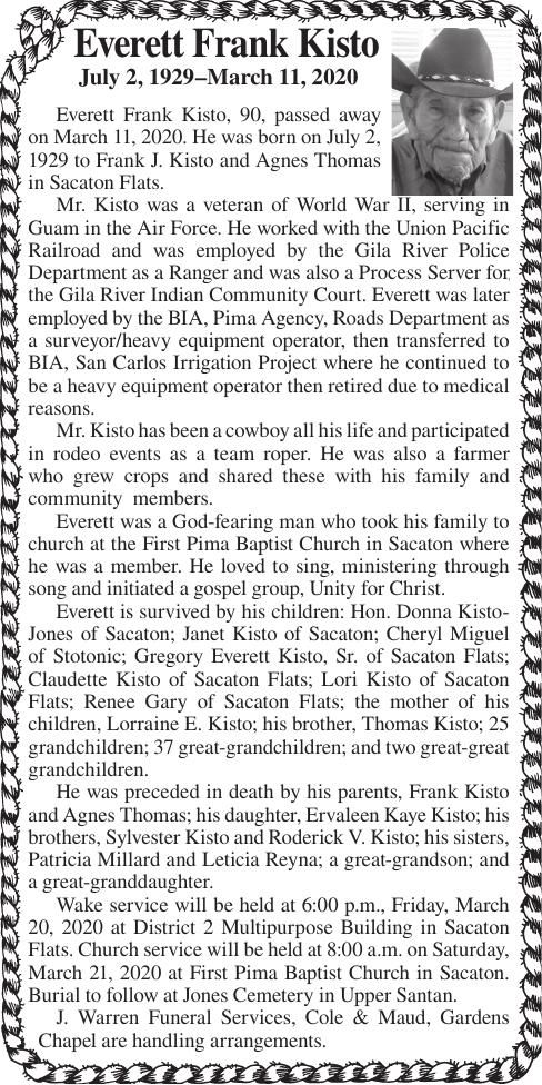 Everett Frank Kisto | Obituaries | pinalcentral.com