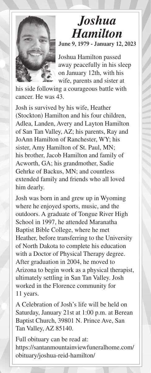 Joshua Hamilton | Obituaries | pinalcentral.com