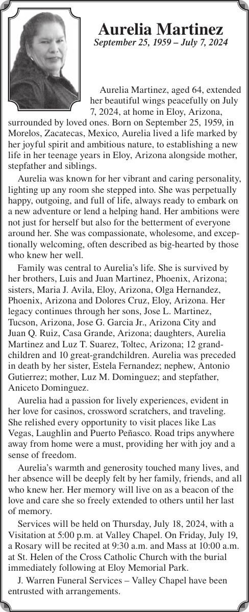 Aurelia Martinez | Obituaries | pinalcentral.com