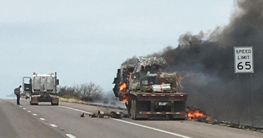 Semi fire with load of batteries closes southern Arizona highway ...