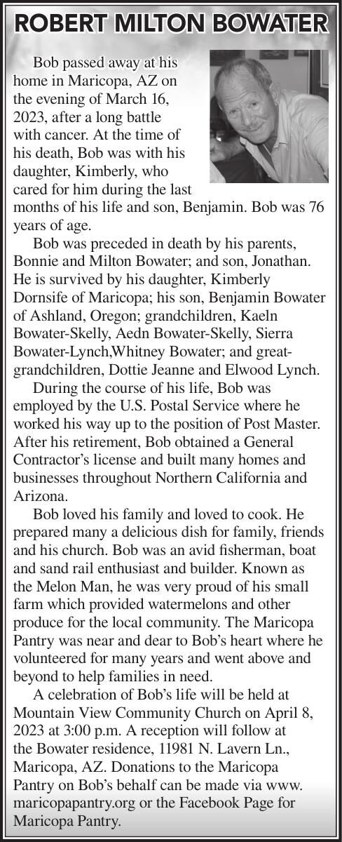 Robert Milton Bowater | Obituaries | pinalcentral.com