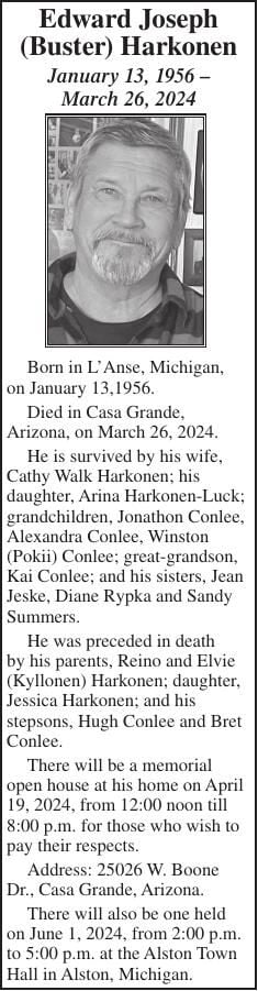 Edward Joseph (Buster) Harkonen | Obituaries | pinalcentral.com