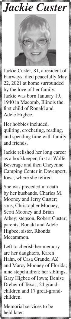 Jackie Custer | Obituaries | pinalcentral.com