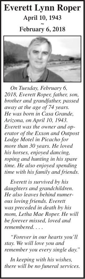 Everett Lynn Roper | Obituaries | pinalcentral.com