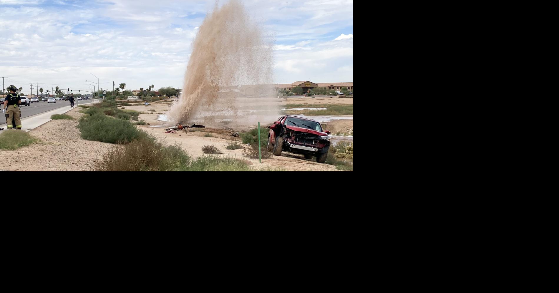 Video: 'Fountain' on Florence Boulevard as car slams into water main ...