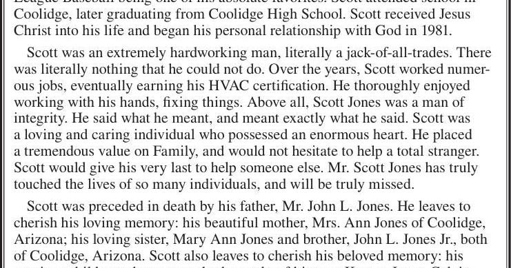 Scott Otis Jones | Obituaries | pinalcentral.com