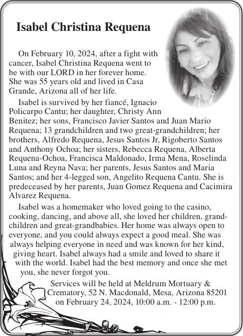 Isabel Christina Requena | Obituaries | pinalcentral.com