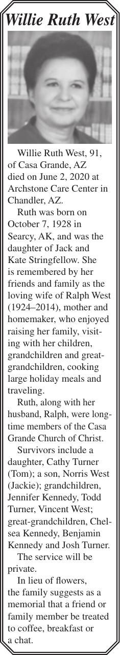 Willie Ruth West | Obituaries | pinalcentral.com