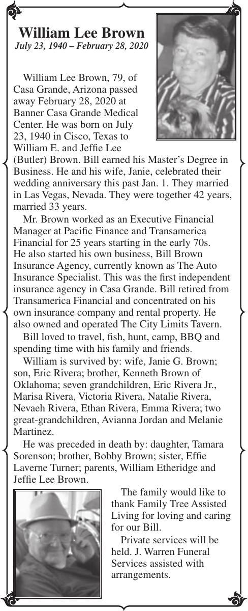 William Lee Brown | Obituaries | pinalcentral.com