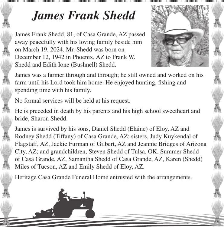 James Frank Shedd | Obituaries | pinalcentral.com