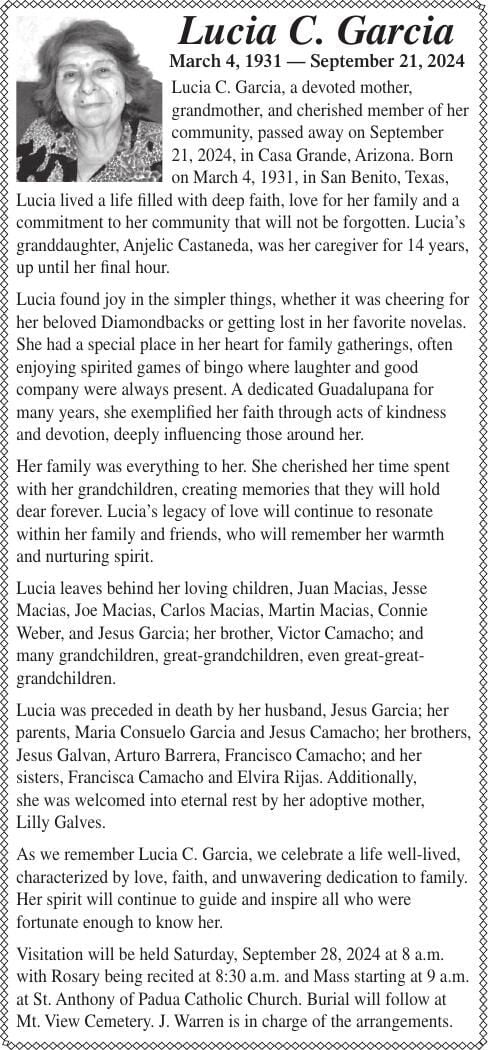Lucia C. Garcia | Obituaries | pinalcentral.com