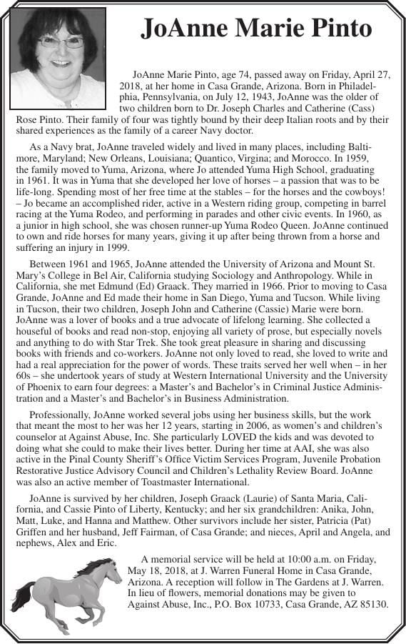 JoAnne Marie Pinto | Obituaries | pinalcentral.com