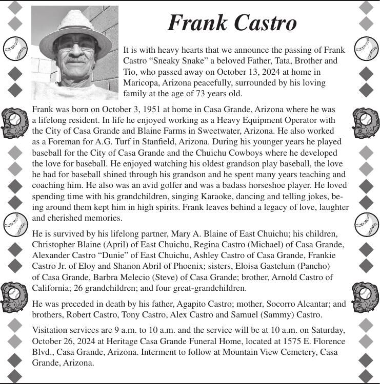 Frank Castro | Obituaries | pinalcentral.com