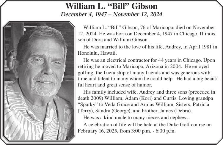 William L. “Bill” Gibson | Obituaries | pinalcentral.com