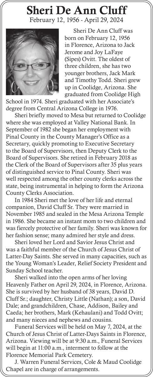 Sheri De Ann Cluff | Obituaries | pinalcentral.com
