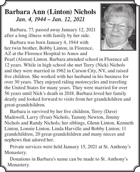 Barbara Ann (Linton) Nichols | Obituaries | pinalcentral.com