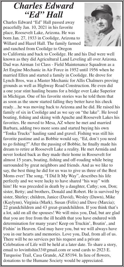 Charles Edward “Ed” Hall | Obituaries | pinalcentral.com