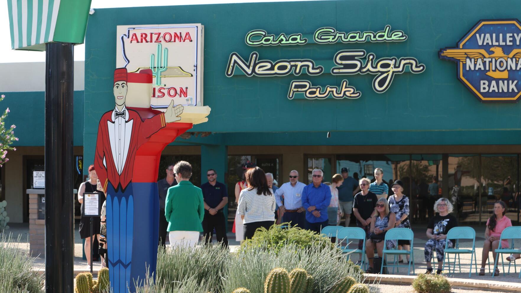 Iconic waving bellhop returns to CG Neon Sign Park | Casa Grande ...