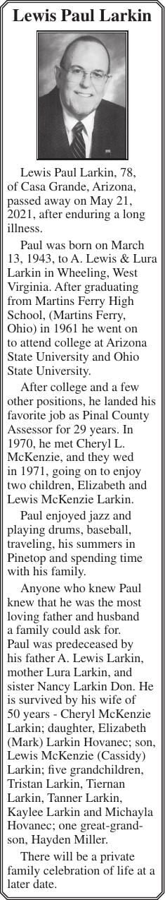 Lewis Paul Larkin | Obituaries | pinalcentral.com