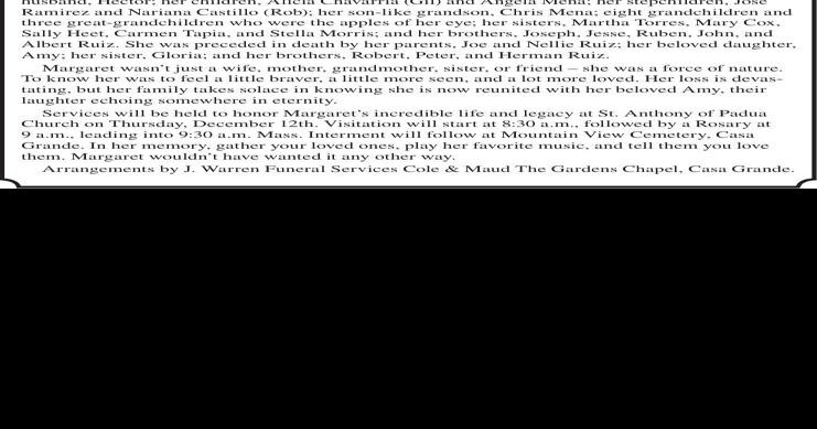 Margaret Ramirez | Obituaries | pinalcentral.com