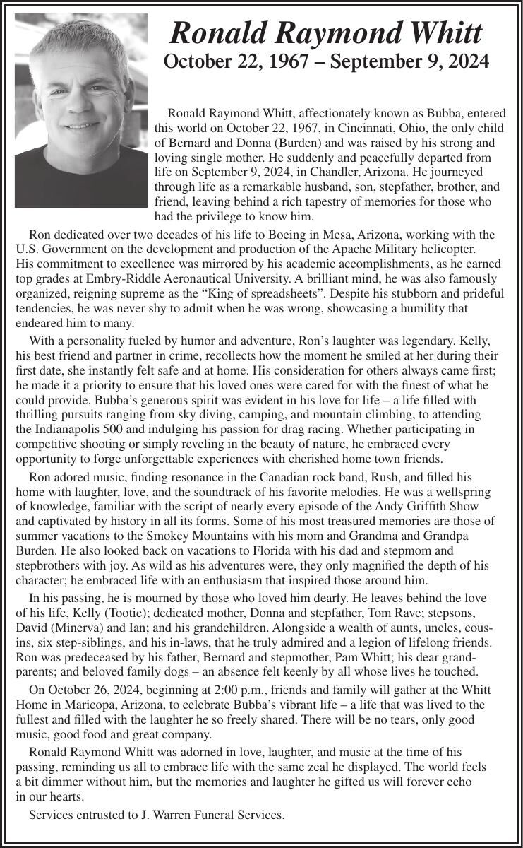 Ronald Raymond Whitt | Obituaries | pinalcentral.com
