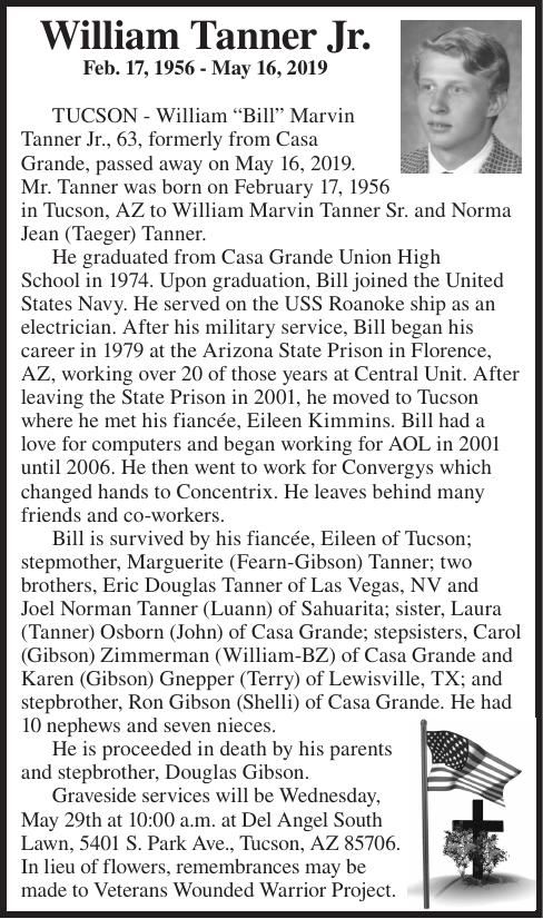 William Tanner Jr. | Obituaries | pinalcentral.com