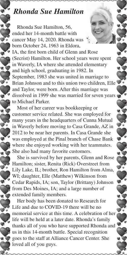 Rhonda Sue Hamilton | Obituaries | pinalcentral.com