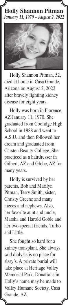 Holly Shannon Pitman | Obituaries | pinalcentral.com