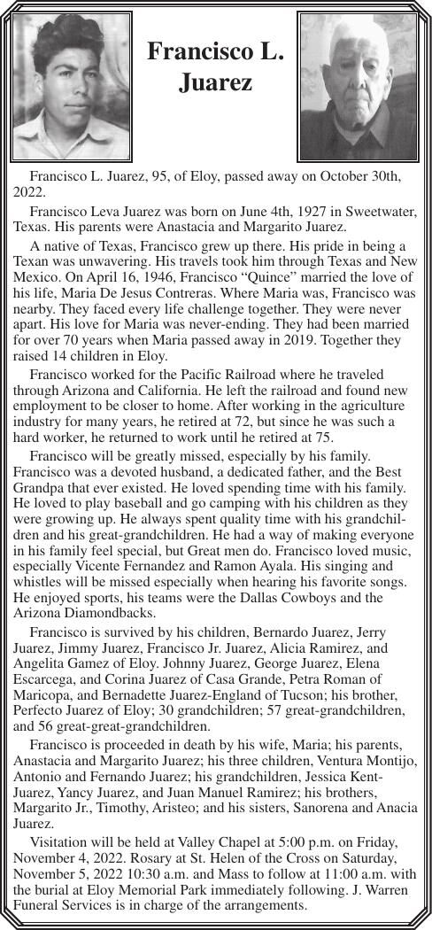 Francisco L Juarez Obituaries