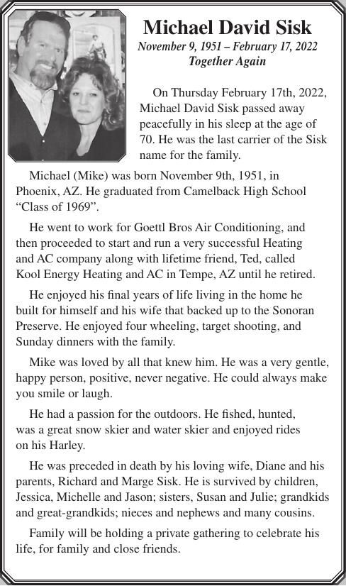 Michael David Sisk | Obituaries | pinalcentral.com