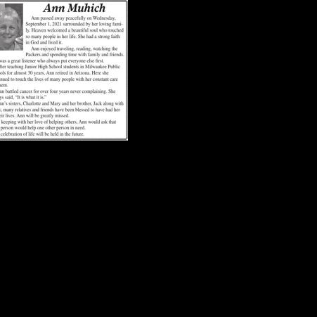 Ann Muhich | Obituaries | pinalcentral.com