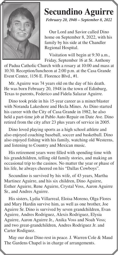 Secundino Aguirre | Obituaries | pinalcentral.com