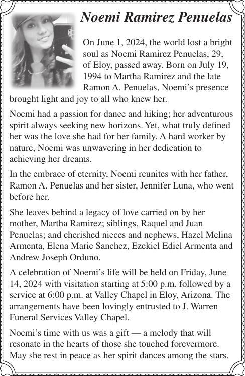 Noemi Ramirez Penuelas | Obituaries | pinalcentral.com