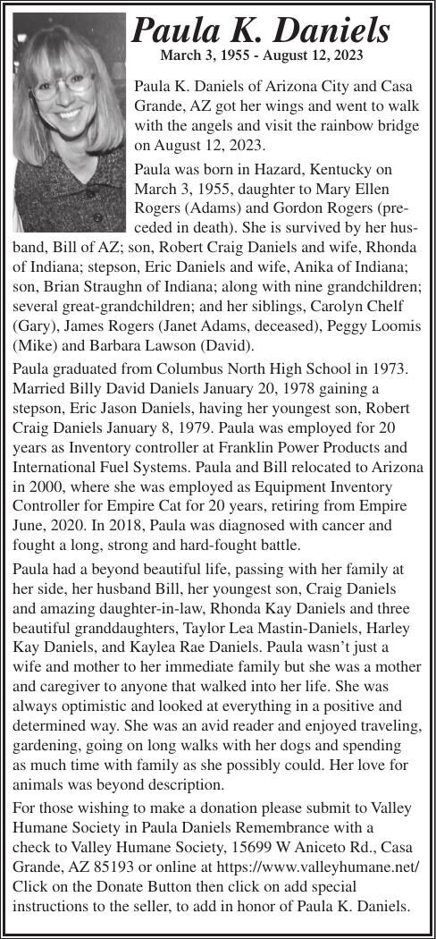 Paula K. Daniels | Obituaries | pinalcentral.com