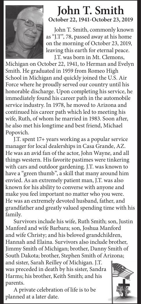 John T. Smith | Obituaries | pinalcentral.com