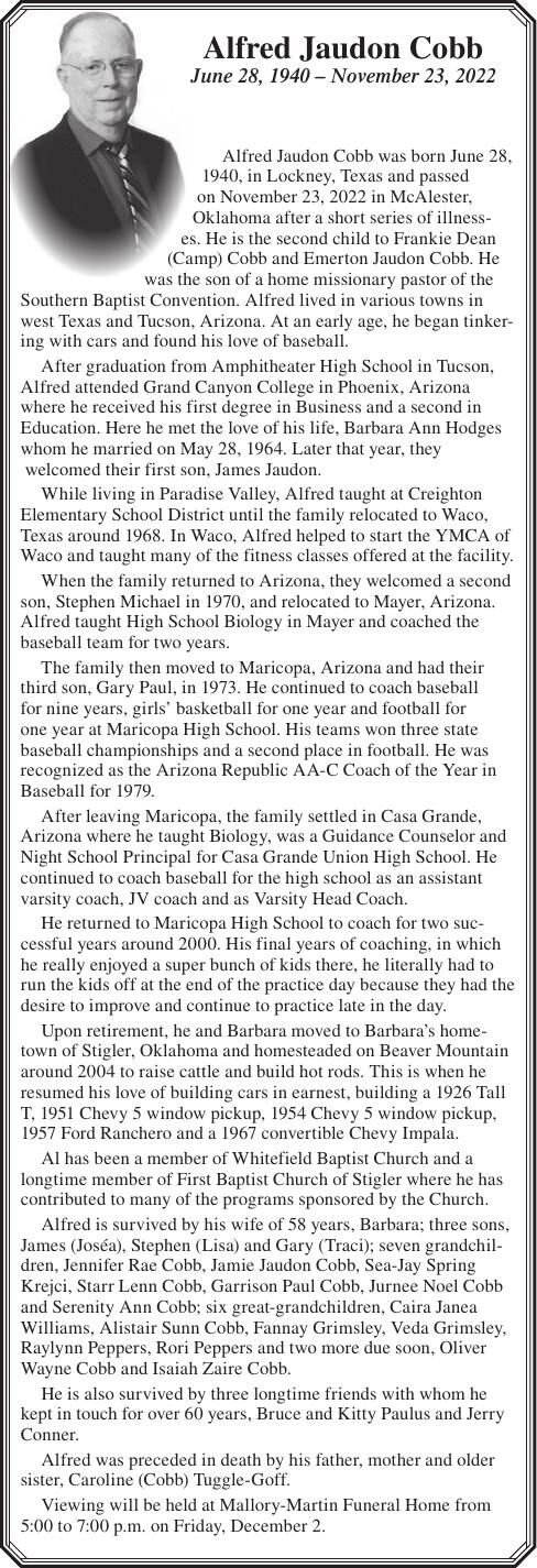 Alfred Jaudon Cobb | Obituaries | pinalcentral.com