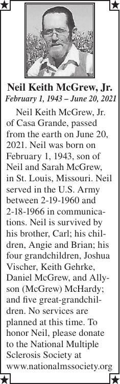 Neil Keith McGrew, Jr. | Obituaries | pinalcentral.com