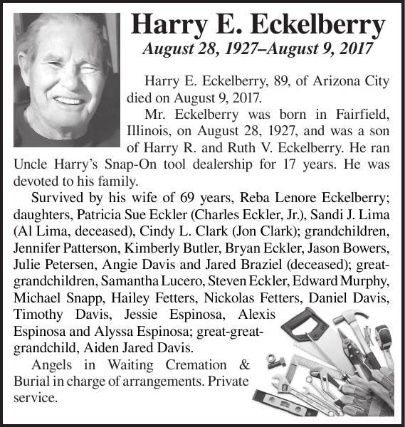 Harry E. Eckelberry | Obituaries | pinalcentral.com