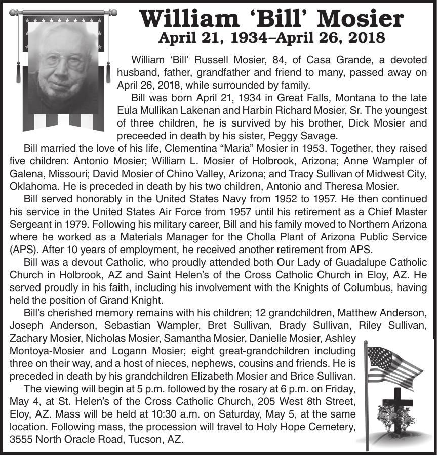 William ‘Bill’ Mosier | Obituaries | pinalcentral.com