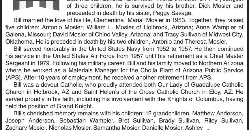 William ‘Bill’ Mosier | Obituaries | pinalcentral.com