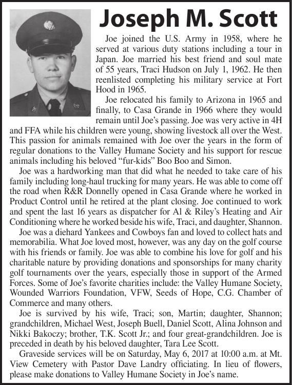 Joseph M. Scott | Obituaries | pinalcentral.com