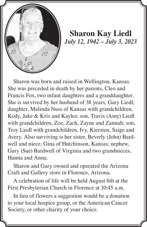 Sharon Kay Liedl | Obituaries | pinalcentral.com