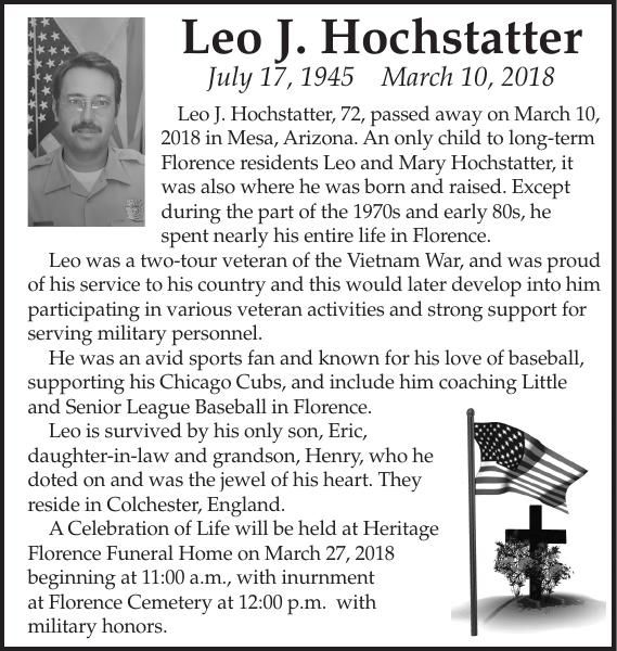 Leo J. Hochstatter | Obituaries | pinalcentral.com