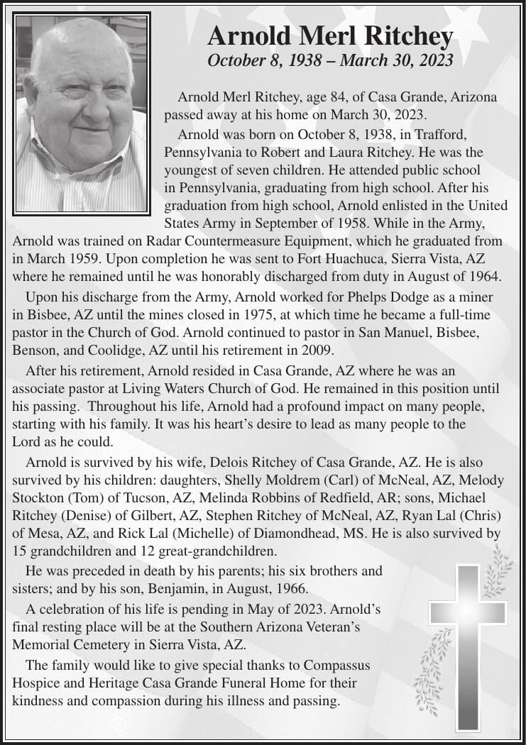 Arnold Merl Ritchey | Obituaries | pinalcentral.com