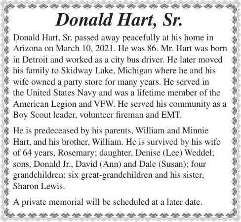 Donald Hart, Sr. | Obituaries | pinalcentral.com
