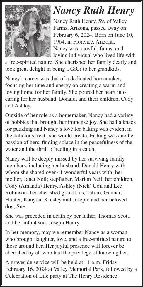 Nancy Ruth Henry | Obituaries | pinalcentral.com