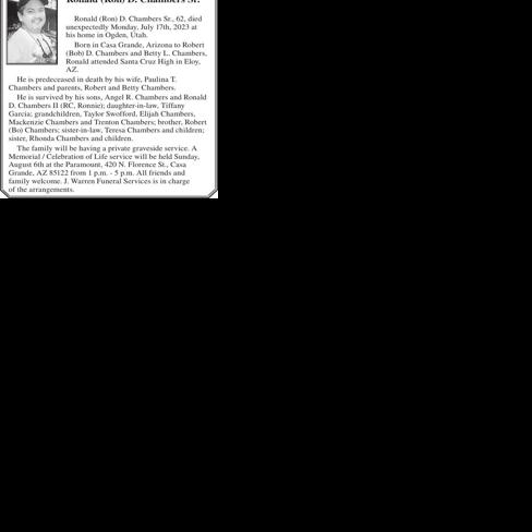 Ronald (Ron) D. Chambers Sr. | Obituaries | pinalcentral.com