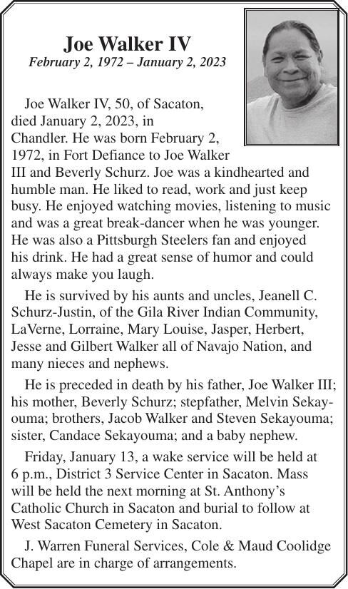 Joe Walker IV | Obituaries | pinalcentral.com
