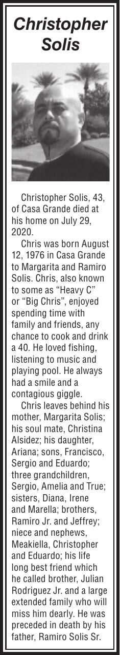 Christopher Solis | Obituaries | pinalcentral.com