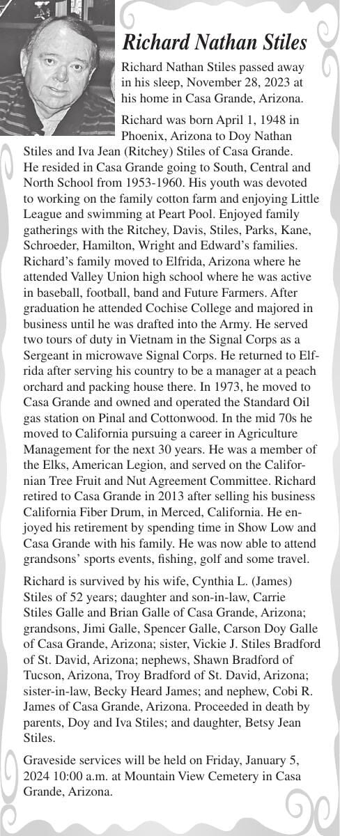 Richard Nathan Stiles | Obituaries | pinalcentral.com